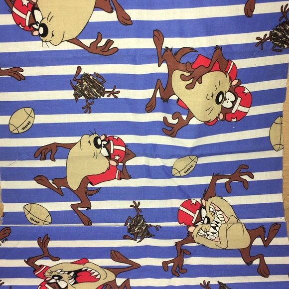 Warner Bros. | Art | 9s Taz Football Striped Fabric Remnant Looney ...